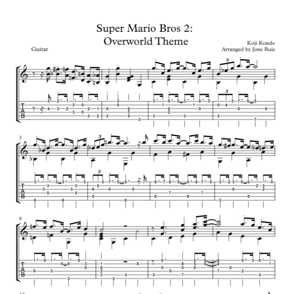 Super Mario Guitar Tabs - Jone Ruiz Guitar