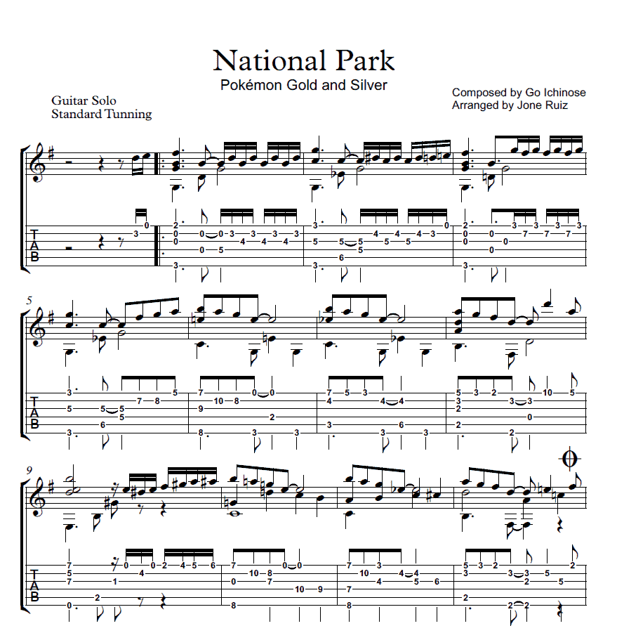 Pokémon – National Park Guitar Tab - Video Game Guitar Tabs
